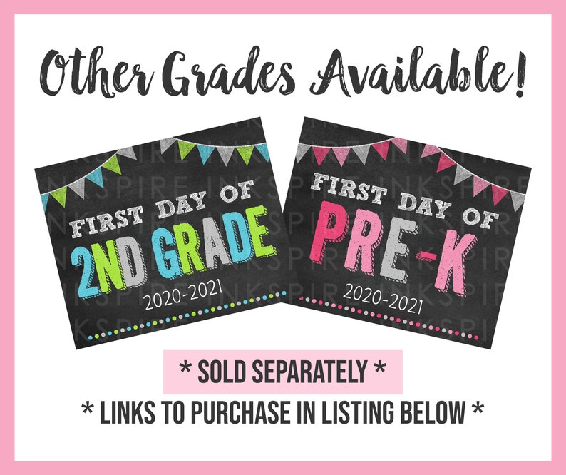 Printable First and Last Day of Kindergarten Signs INSTANT | Etsy