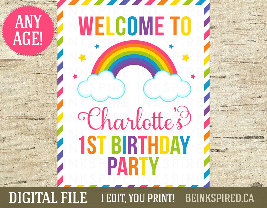 Rainbow Welcome Sign - Printable DIGITAL FILE - Personalized Rainbow ...