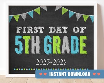 First Day of 5th Grade Sign - First Day of School Sign 2025 - 5th Grade ...