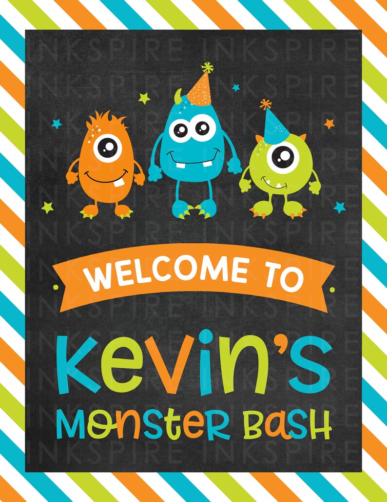 Monster Birthday, Monster Party, Personalized Printable Monster Welcome ...
