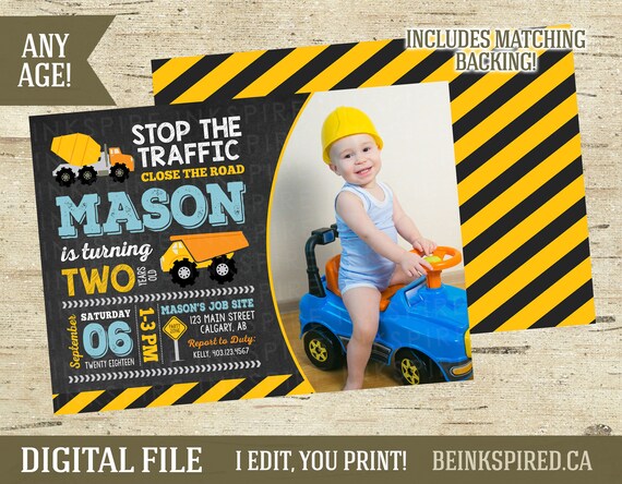 Construction Themed Birthday Party Invitation Free Construction