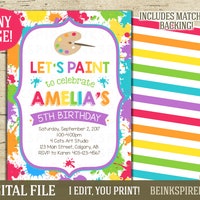 Paint Party Birthday Invitation: Splatter Design (digital Download) - Etsy