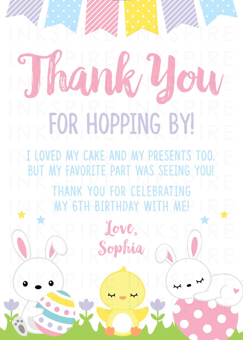 Easter Birthday Thank You Card Printable DIGITAL FILE - Etsy Australia