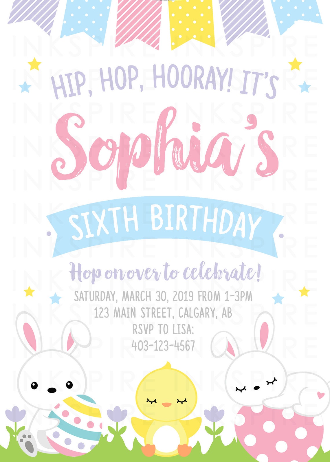 Easter Birthday Invitation Printable DIGITAL FILE Pastel | Etsy