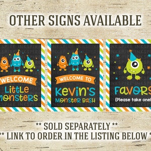 Adopt a Monster Sign INSTANT DOWNLOAD Printable Birthday Party Favor ...