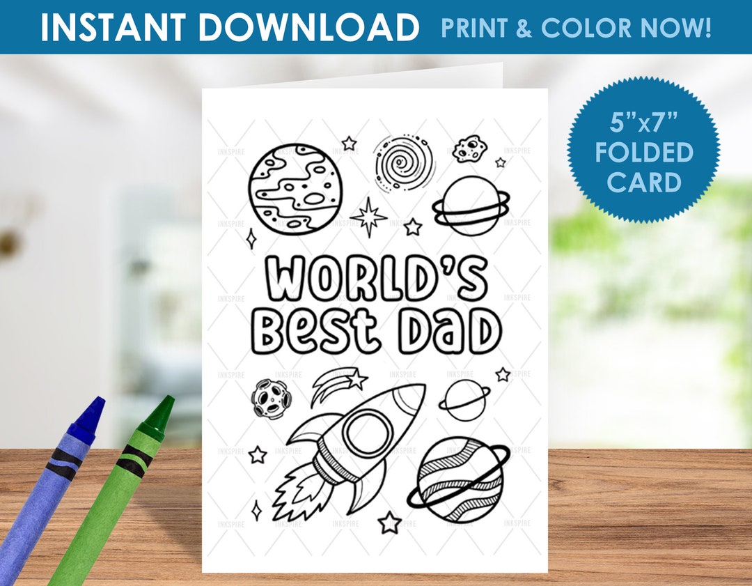 Dad Coloring Card - INSTANT DOWNLOAD - Printable Birthday Card for Dad ...