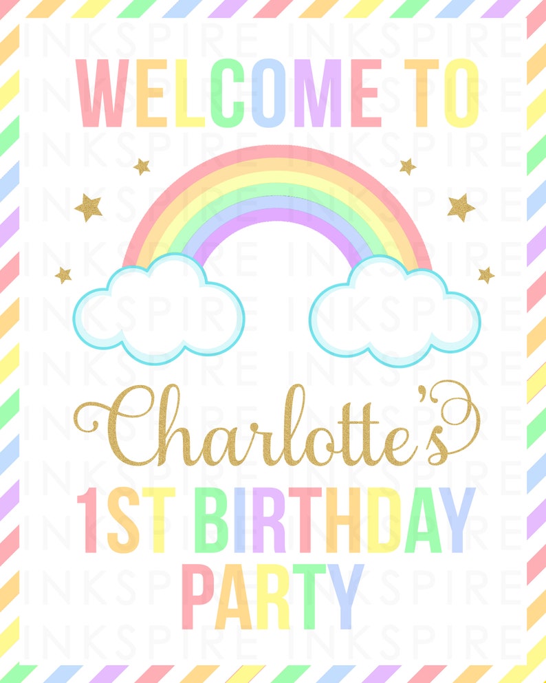 Rainbow Welcome Sign Printable DIGITAL FILE Personalized - Etsy Finland