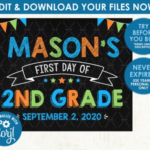 Editable First Day of School Poster DIGITAL FILE Printable - Etsy