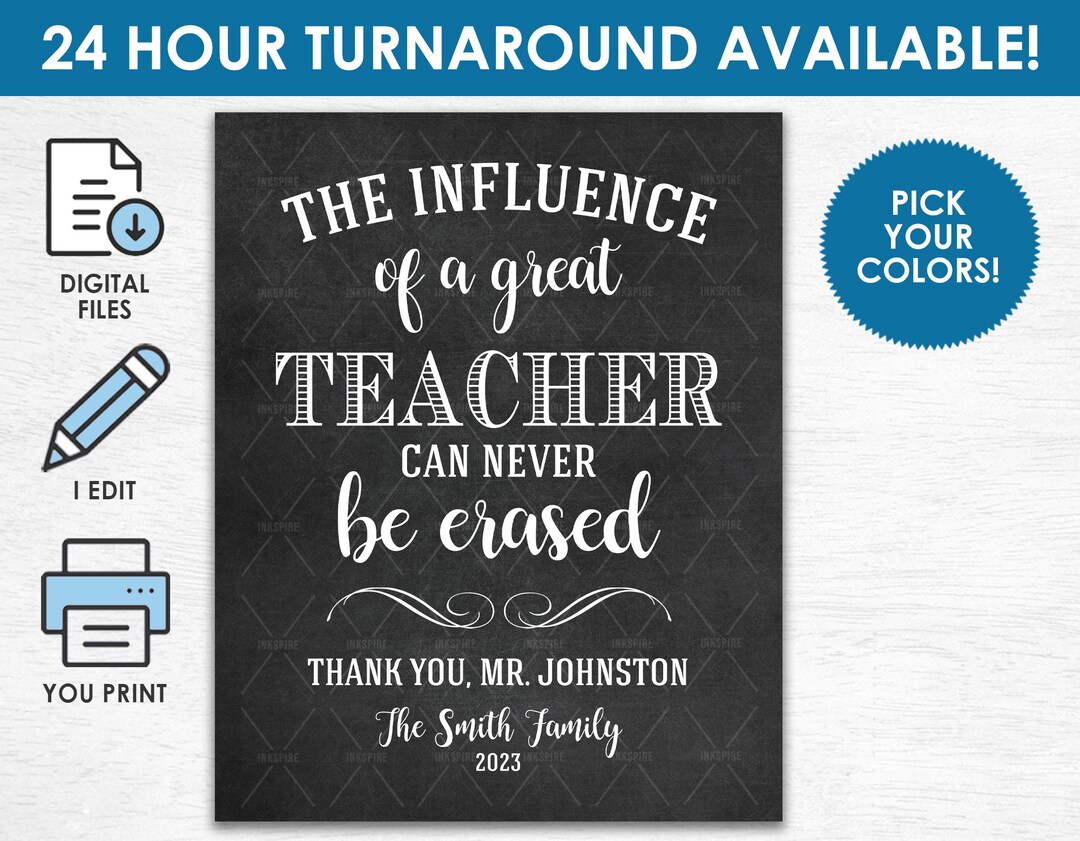 Teacher Thank You Gift - Printable DIGITAL FILE - Personalized Print ...