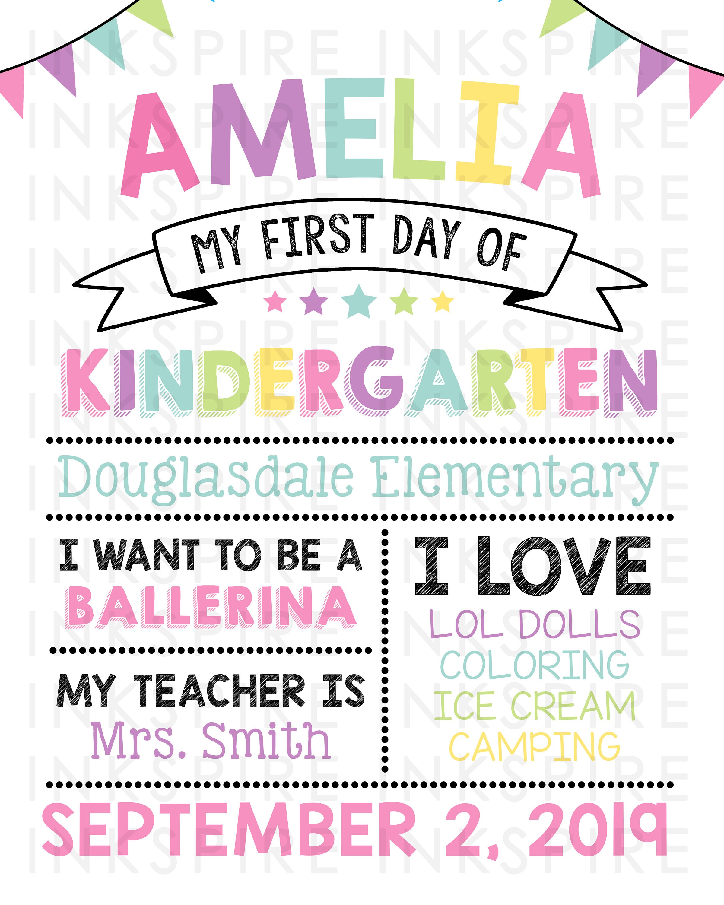 First Day of School Chalkboard Sign Editable DIGITAL FILE - Etsy