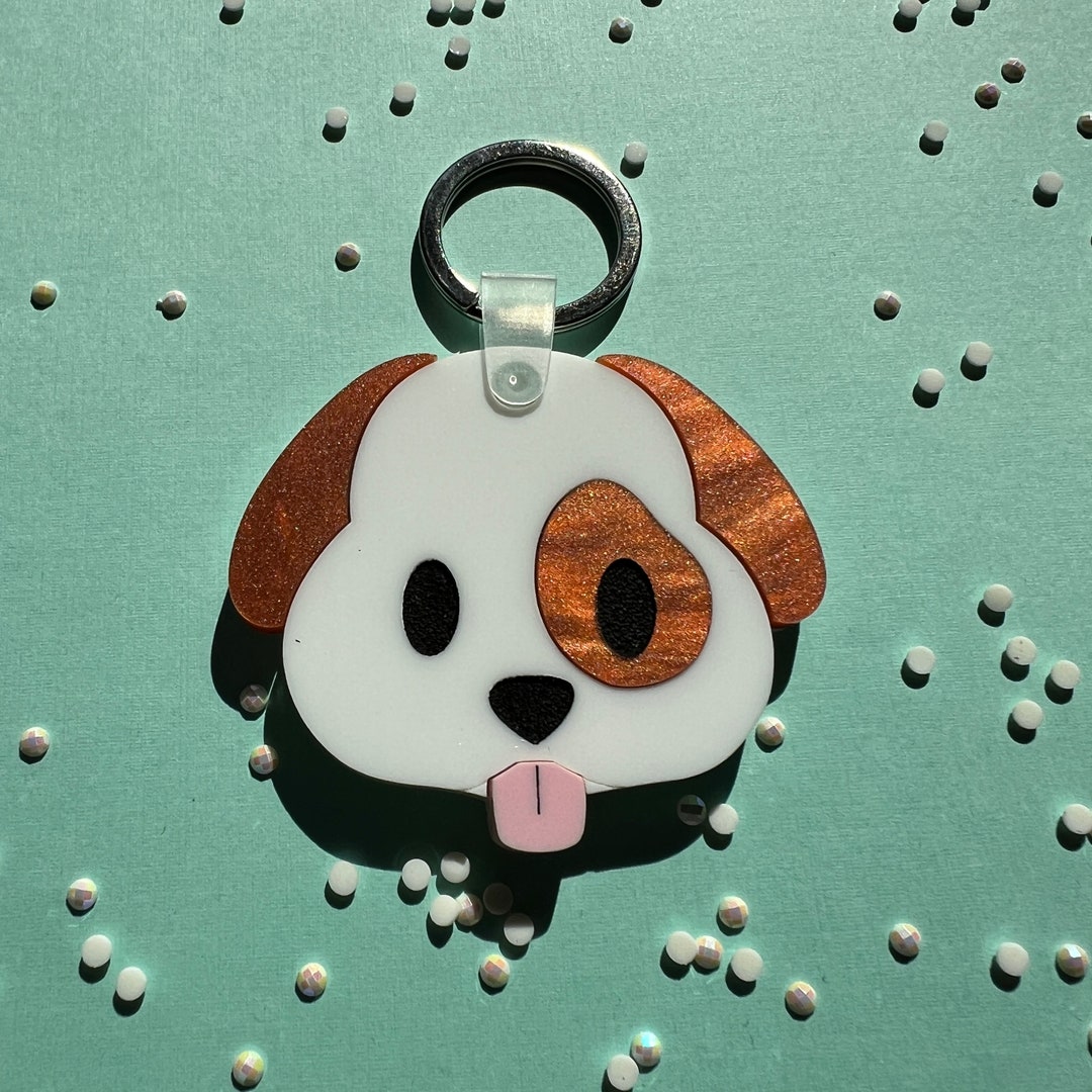Puppy Dog Emoji Layered Acrylic Keychain - Etsy