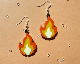 Fire Flame Emoji Dangle Layered Acrylic Earrings SVG PNG DXF Pdf File ...