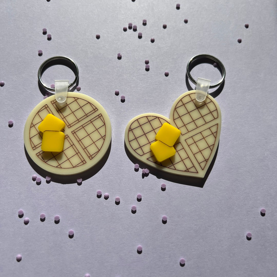 Waffle and Heart Waffle Layered Acrylic Keychain - Etsy