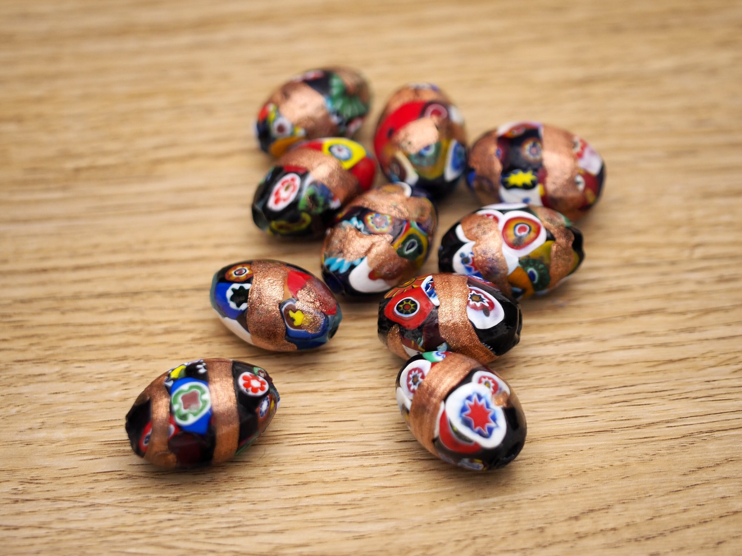 Rare Big Oval Bead Vintage Millefiori Bead Made by Murano Glass Bead ...