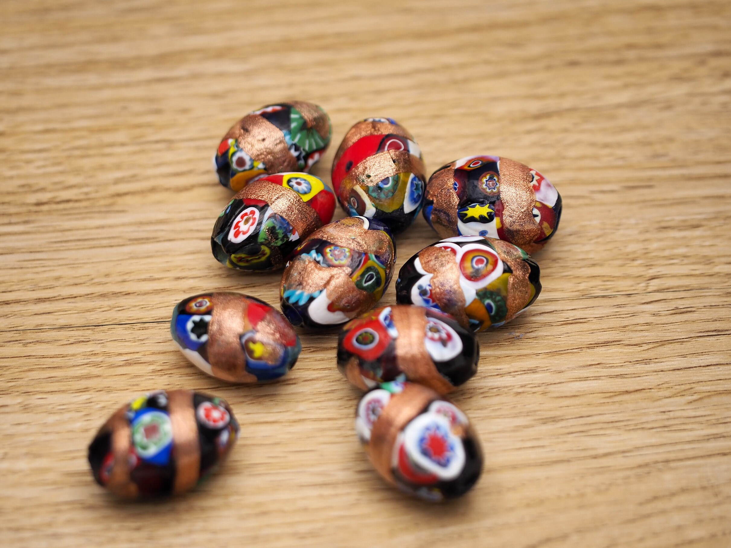 Rare Big Oval Bead Vintage Millefiori Bead Made by Murano Glass Bead ...