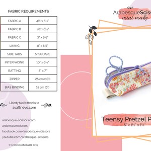 Tiny Zipper Pouch - Arabesque Scissors Mini Makes - Sewing Notion Easy Pattern PDF Pattern Scrap ...