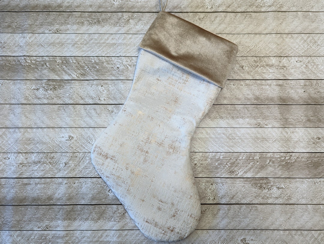Cream and Champagne Embossed Velvet Christmas Stockings - Etsy Australia