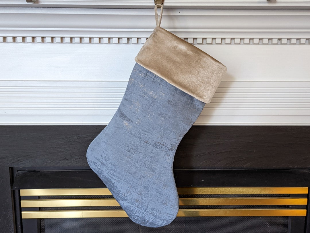 Ready to Ship, Dusty Blue and Champagne Embossed Velvet Christmas ...