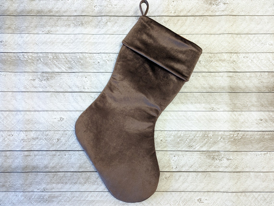Dark Brown Velvet Christmas Stocking - Etsy