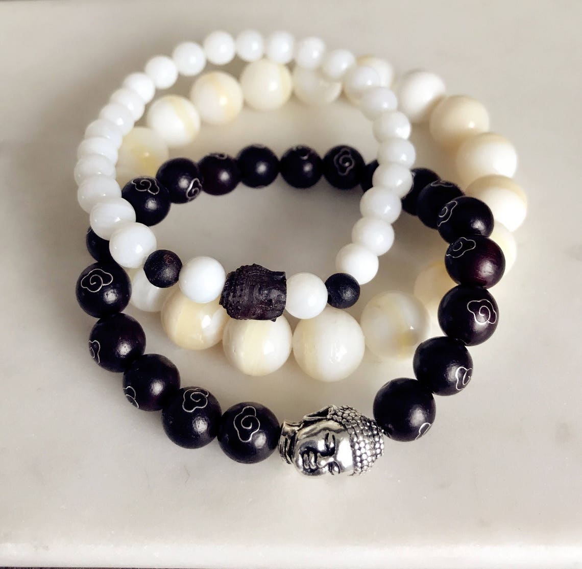 White Giant Clam Tridacna Beads With Wood Carved Buddha Head - Etsy