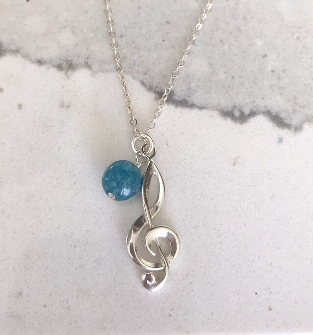 Music Note Necklace Silver G Clef Large Sterling Sliver - Etsy