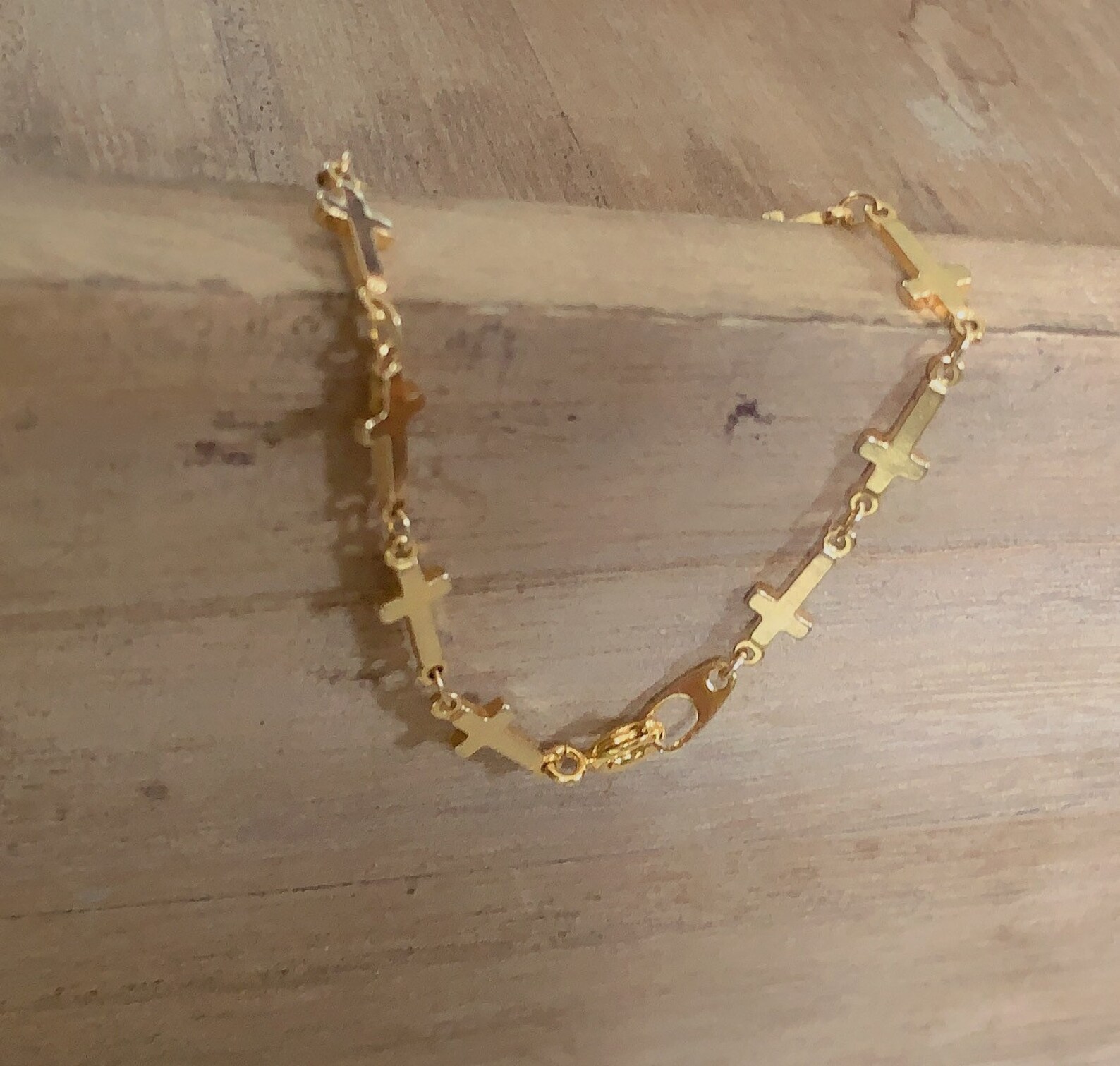Skinny thick cross Chain Gold cross bracelet Finished | Etsy