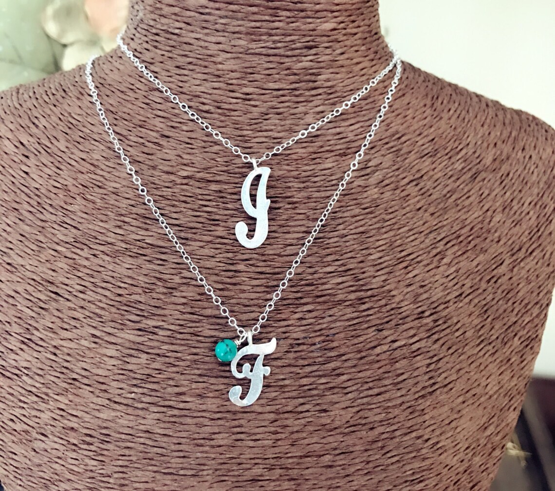 Sterling Silver Letter I Necklace Silver Initial Necklace - Etsy