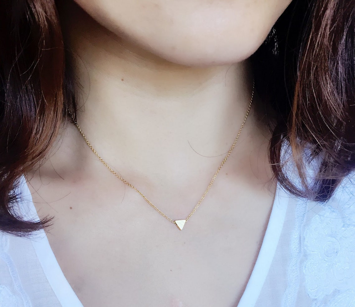 Tiny Gold or Silver Triangle Necklace,gold Geometric Triangle Necklace ...