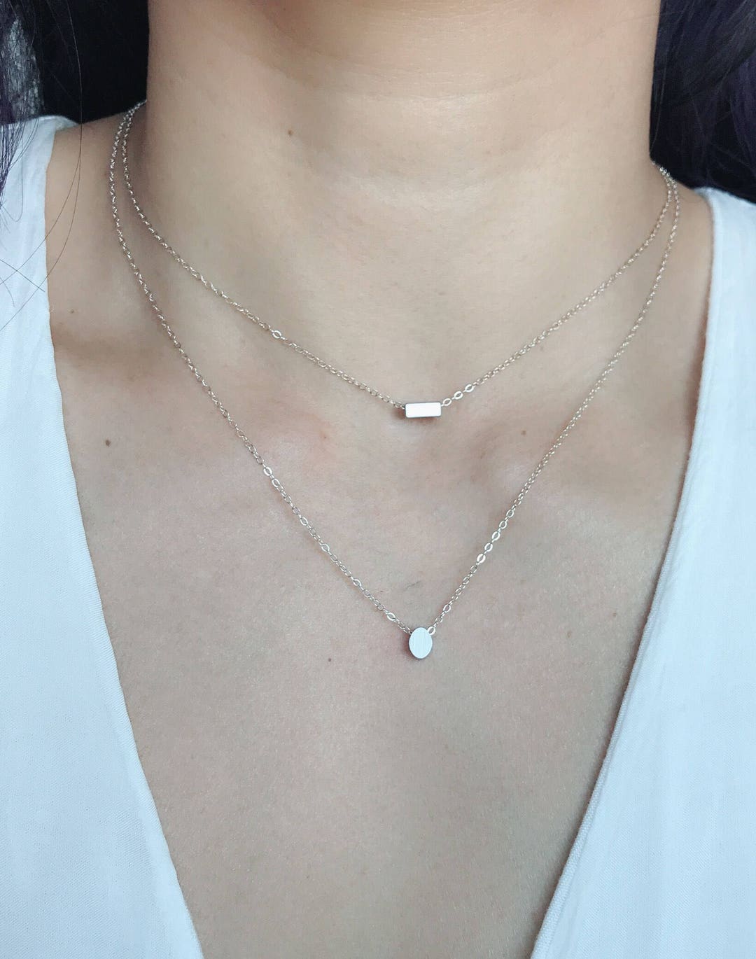 Tiny Gold or Silver Rectangular Prism Necklace, Gold 3D Geometric Shape ...