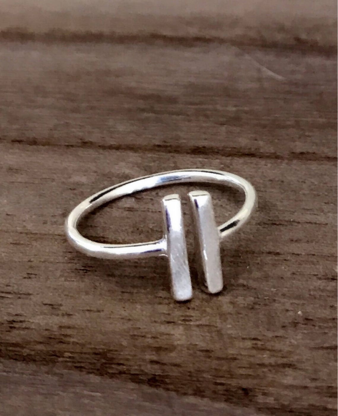 Double Bar Ring | Minimalist Ring | 925 Sterling Silver Ring | Parallel ...
