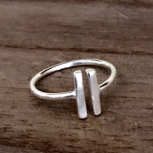 Double Bar Ring | Minimalist Ring | 925 Sterling Silver Ring | Parallel ...