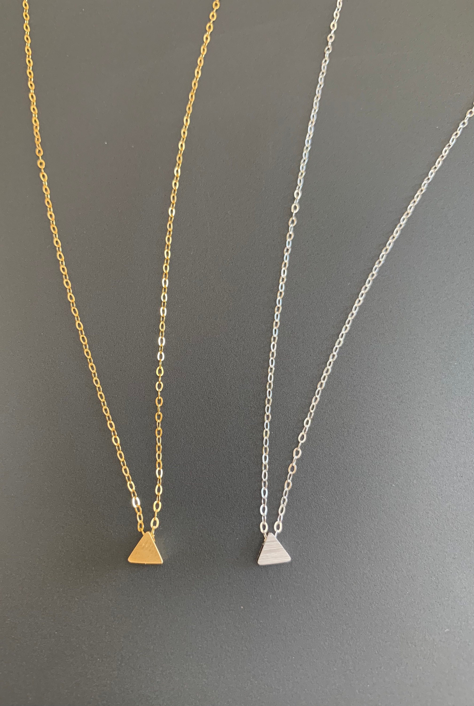 Tiny Gold or Silver Triangle Necklace Gold Geometric Triangle | Etsy