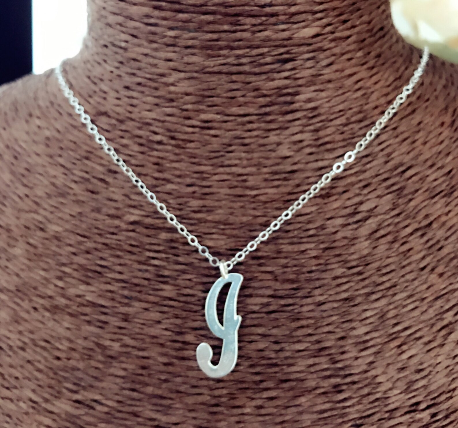 Sterling Silver Letter I Necklace, Silver Initial Necklace, Sterling ...