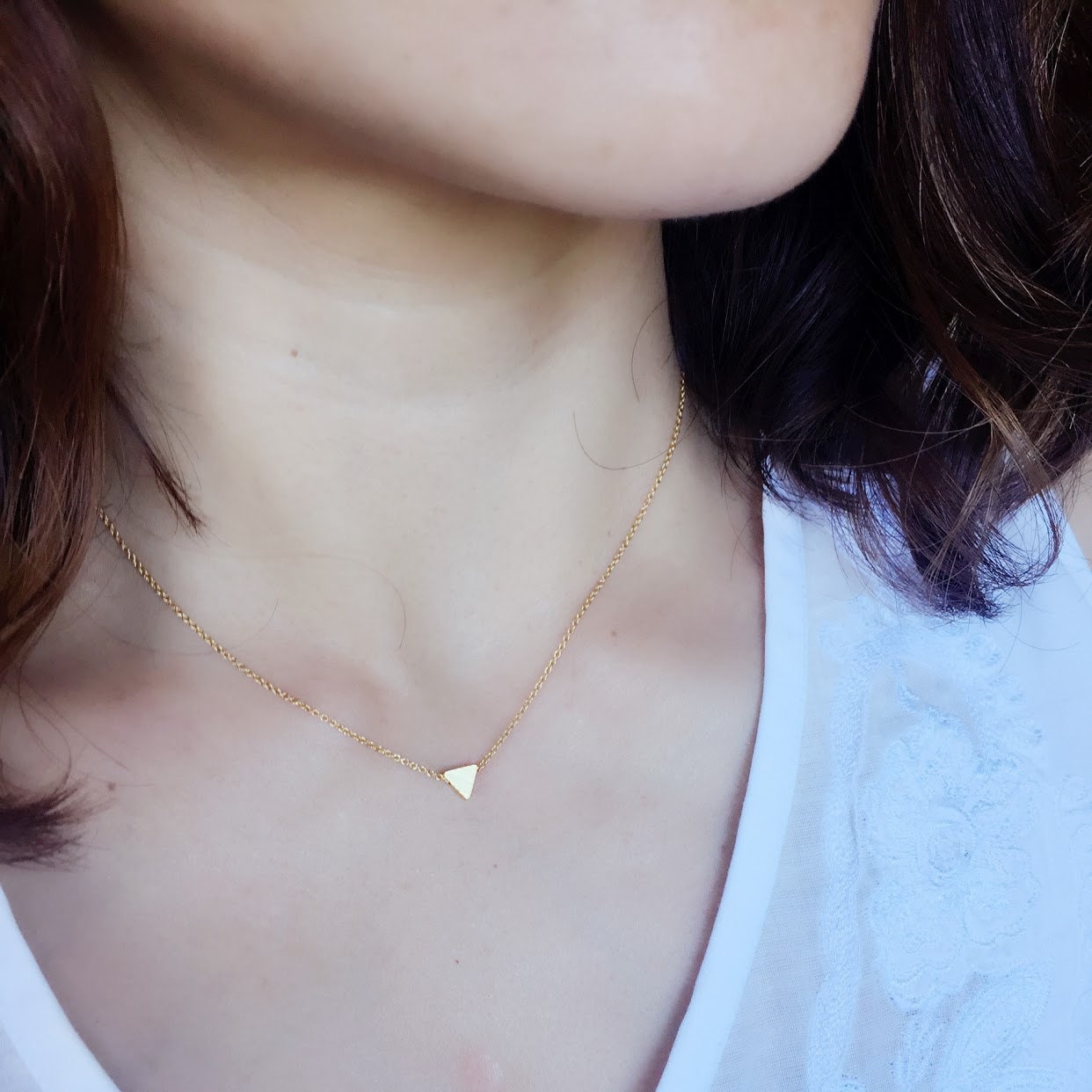 Tiny Gold or Silver Triangle Necklace,gold Geometric Triangle Necklace ...