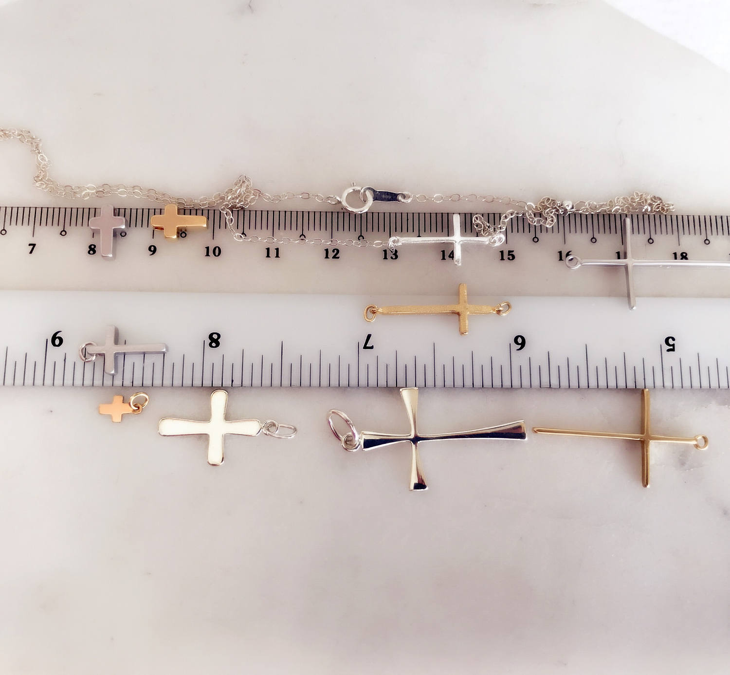 Sterling Silver Chain Necklace Minimalist Cross Choker Dainty Silver ...