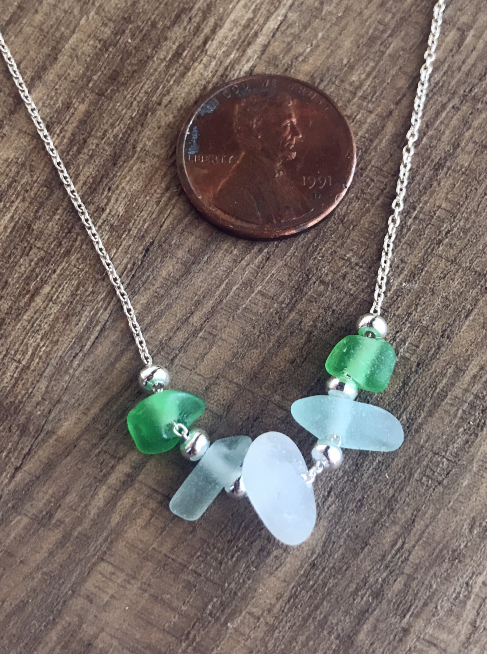 Sterling silver sea glass Necklace Layering choker Necklace | Etsy