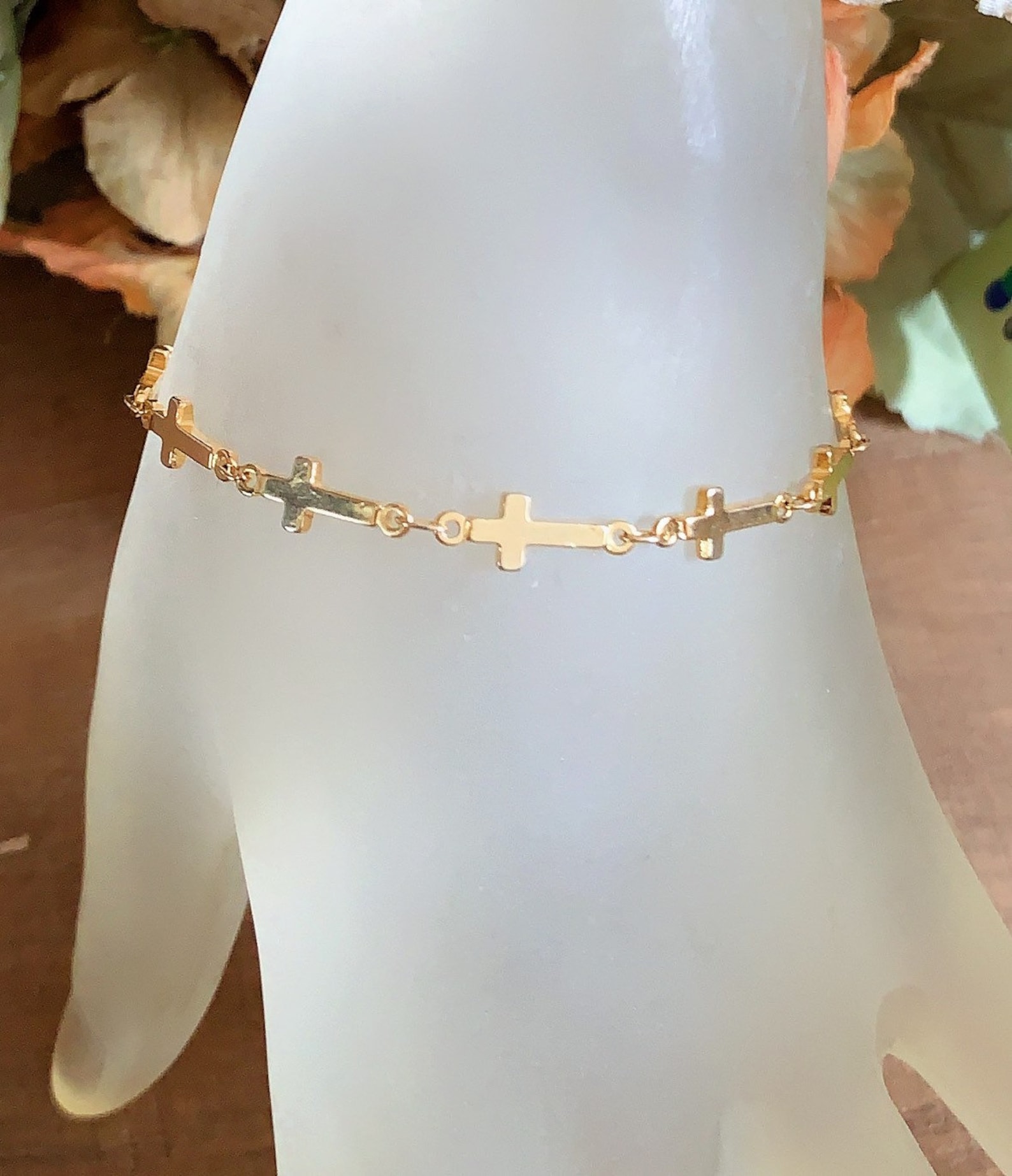 Skinny Thick Cross Chain Gold Cross Bracelet Finished Chain - Etsy