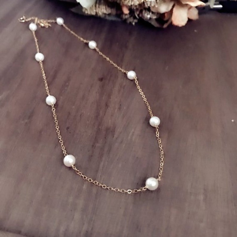 Modern Pearl Necklace 14k Gold Filled OR Sterling Silver Freshwater ...