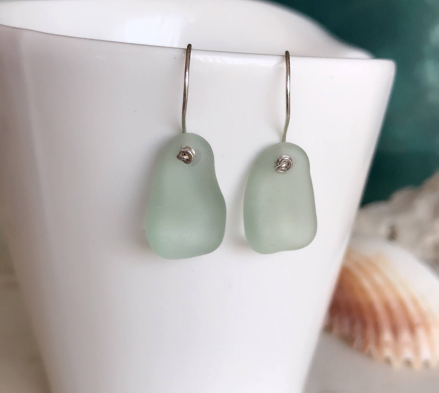 Sea Glass & Sterling Silver or Gold filled earring genuine | Etsy