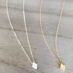 Tiny Gold or Silver Rhombus Necklace, Gold Geometric Diamond Shape ...