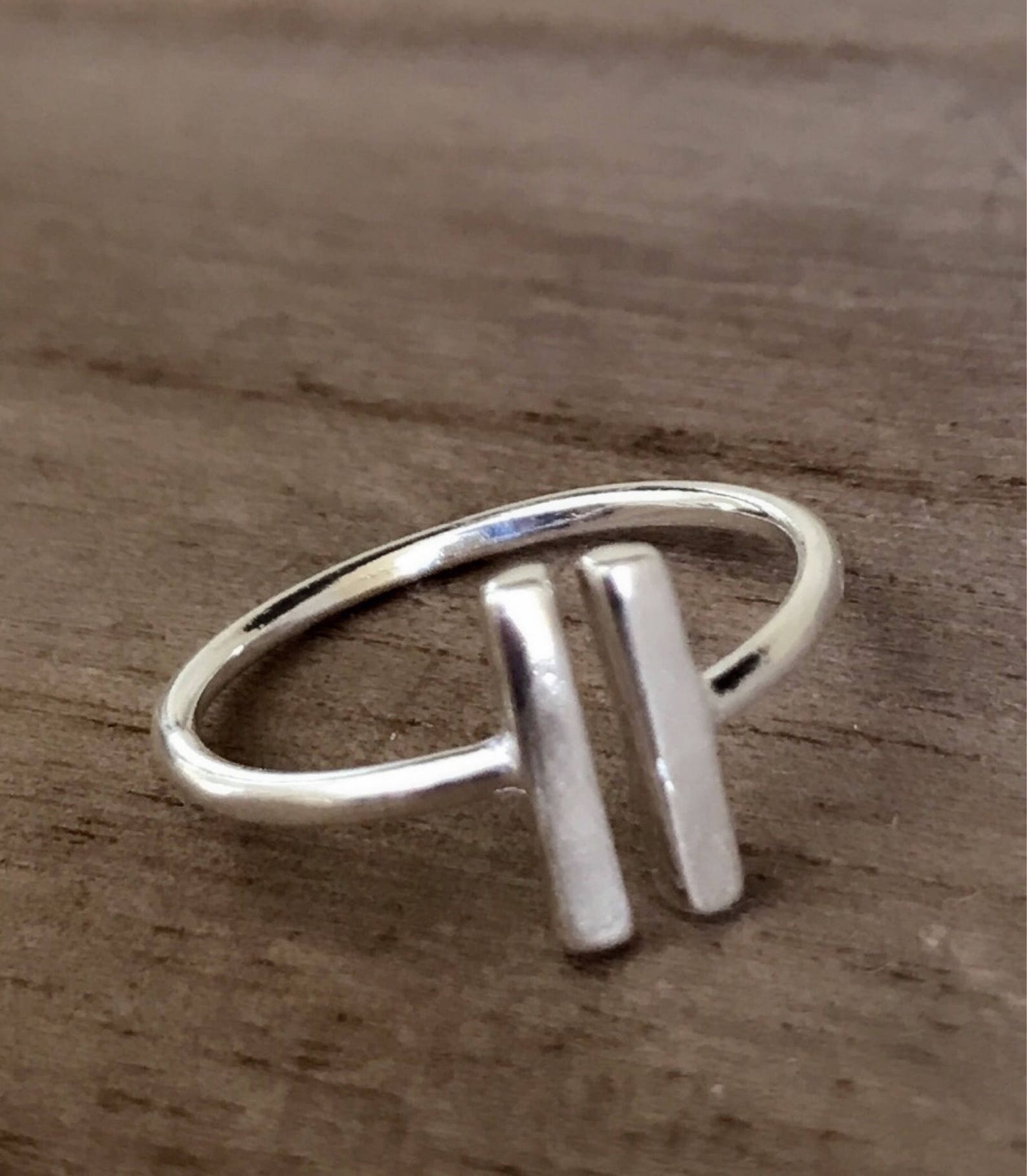 Double Bar Ring | Minimalist Ring | 925 Sterling Silver Ring | Parallel ...