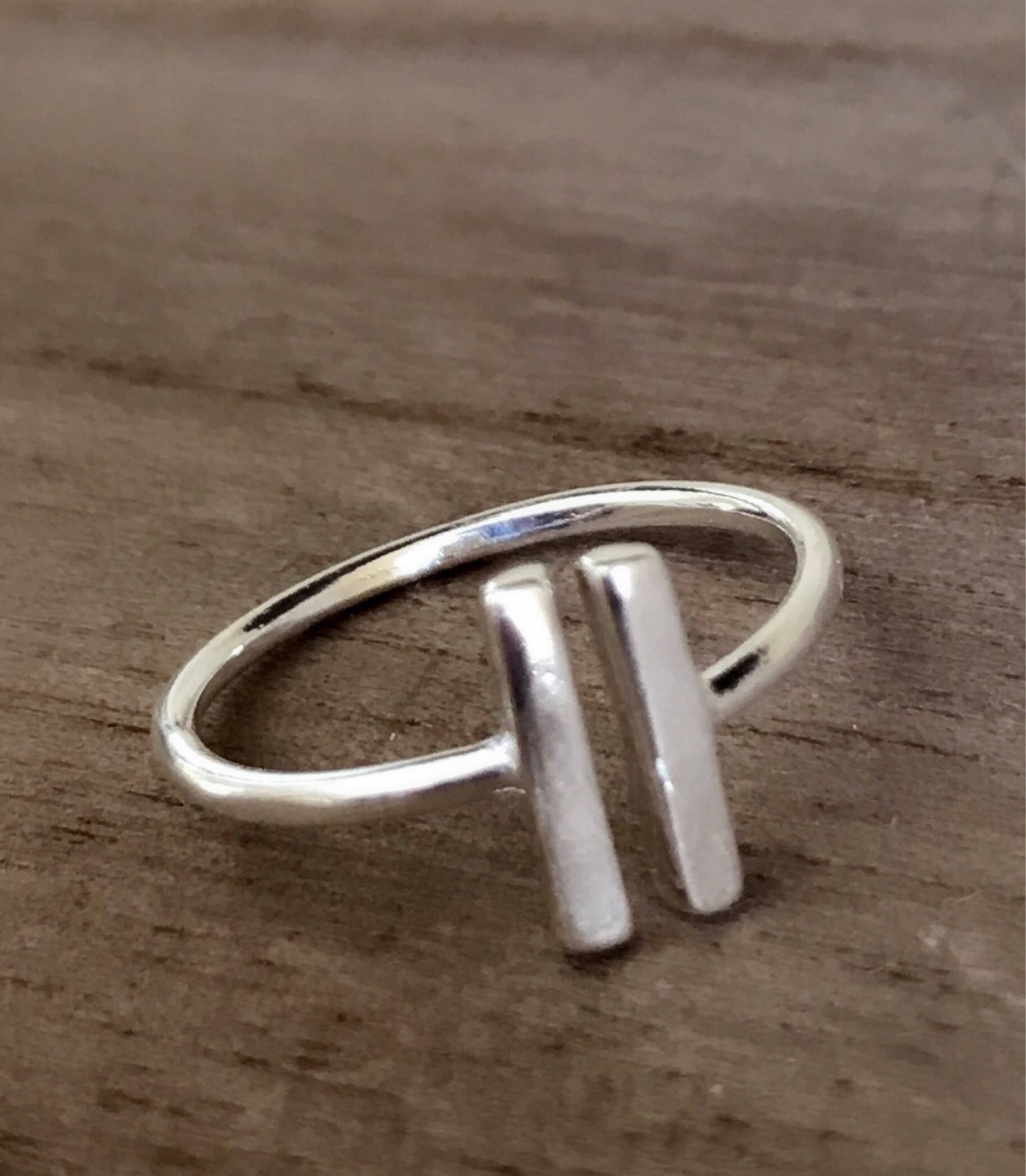 Double Bar Ring Minimalist Ring 925 Sterling Silver Ring - Etsy