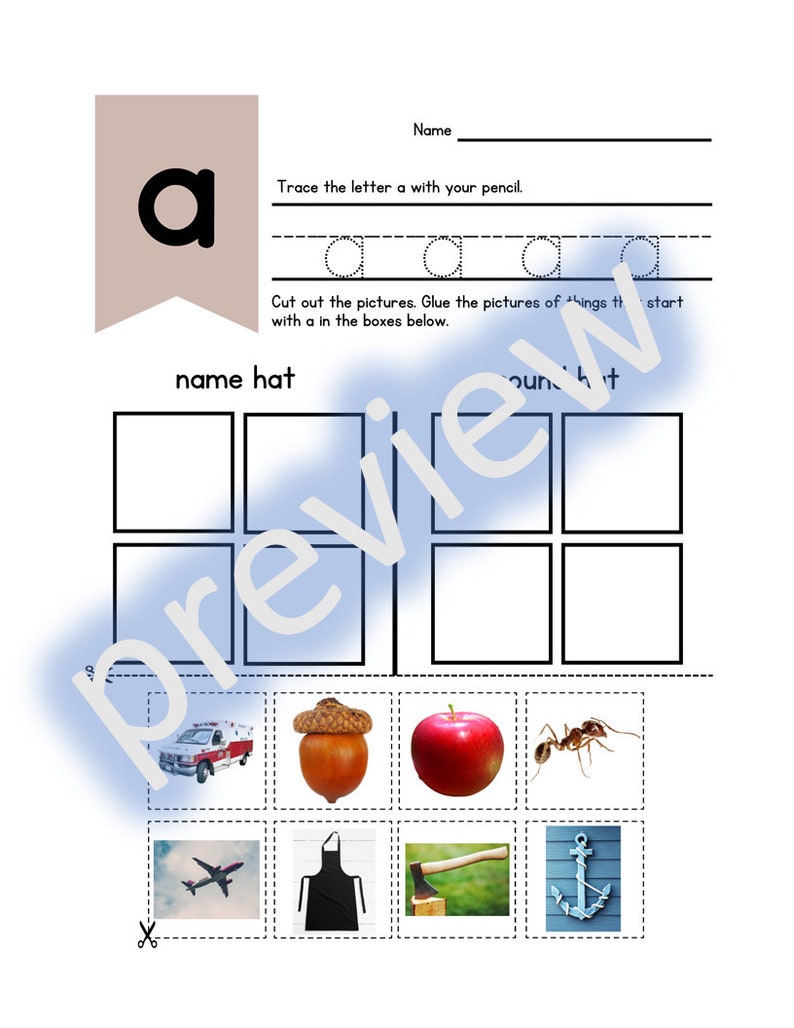 Beginning Letter Sound Cut and Paste Practice Fine Motor Practice ...