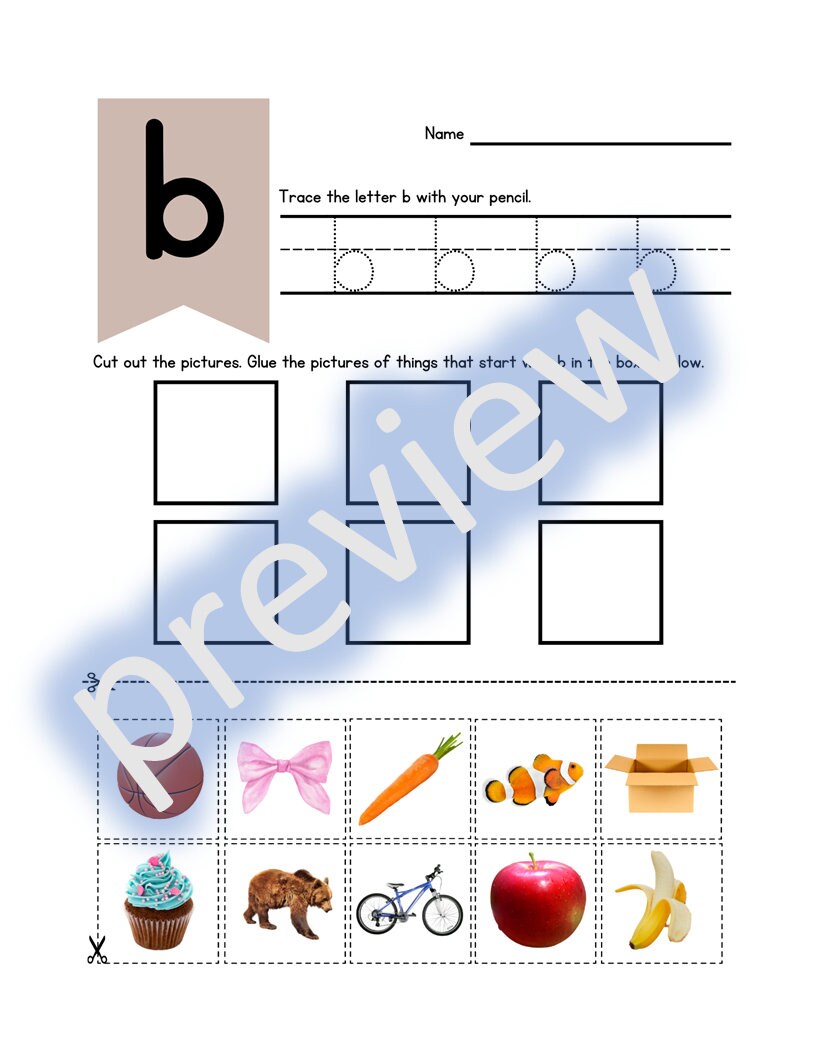 Beginning Letter Sound Cut and Paste Practice | Fine Motor Practice ...