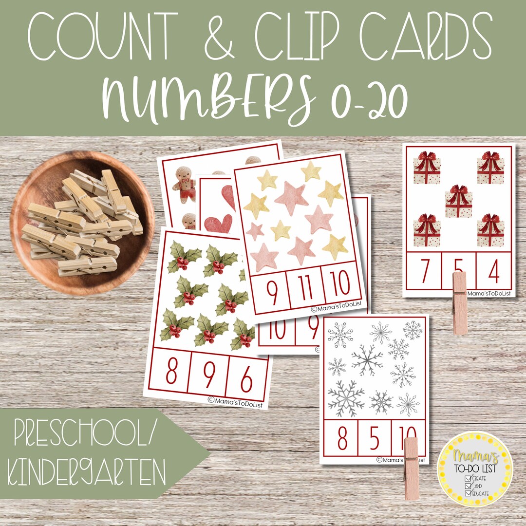 Count and Clip Cards 0-20 Number Matching Cards Counting Number Cards ...