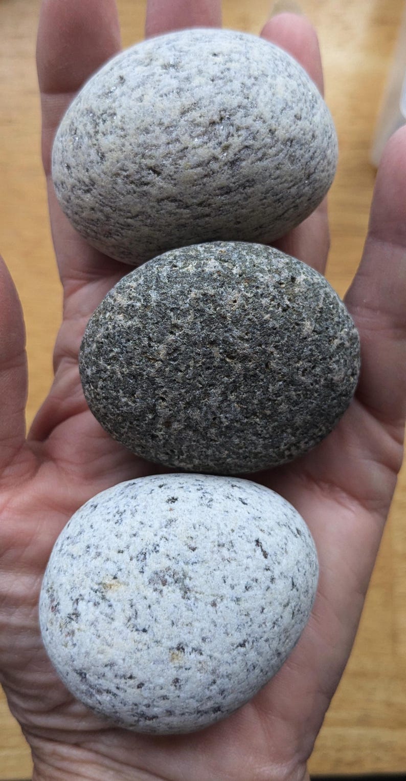 Smooth Granite Beach Stones • Round Oval • Natural Decor Crafts Knobs ...