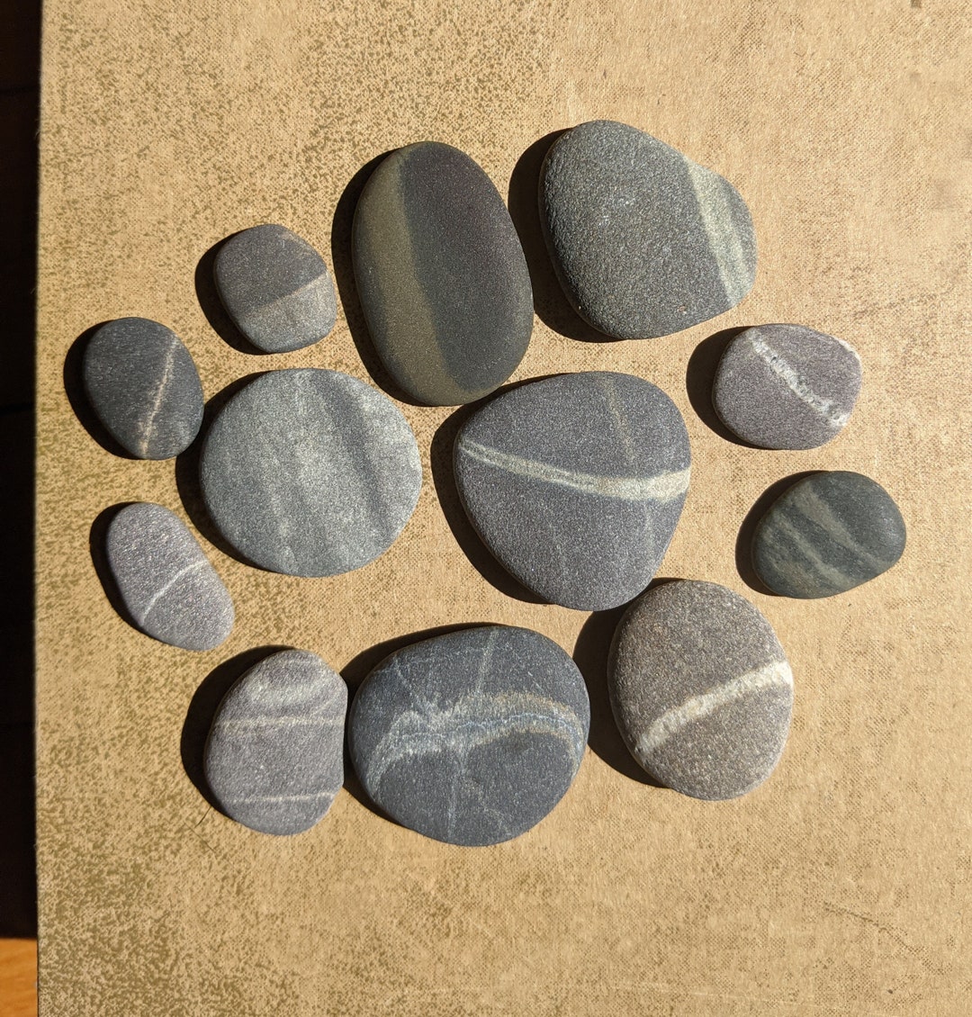 Maine Beach Stones • Striped Basalt, Smooth Gray Wishing Rocks - Etsy
