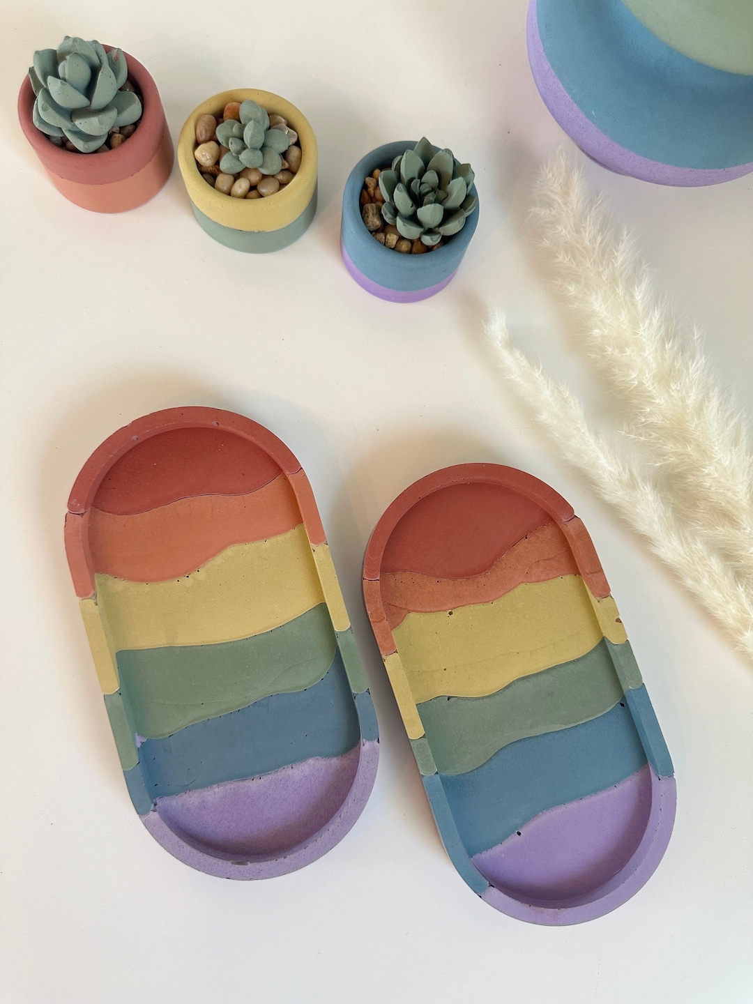 Rainbow Concrete Oval Tray: 2024 PRIDE Edition, Handmade Decor - Etsy