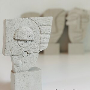 Handmade Concrete Face Statue: Minimalist Home Decor - Etsy