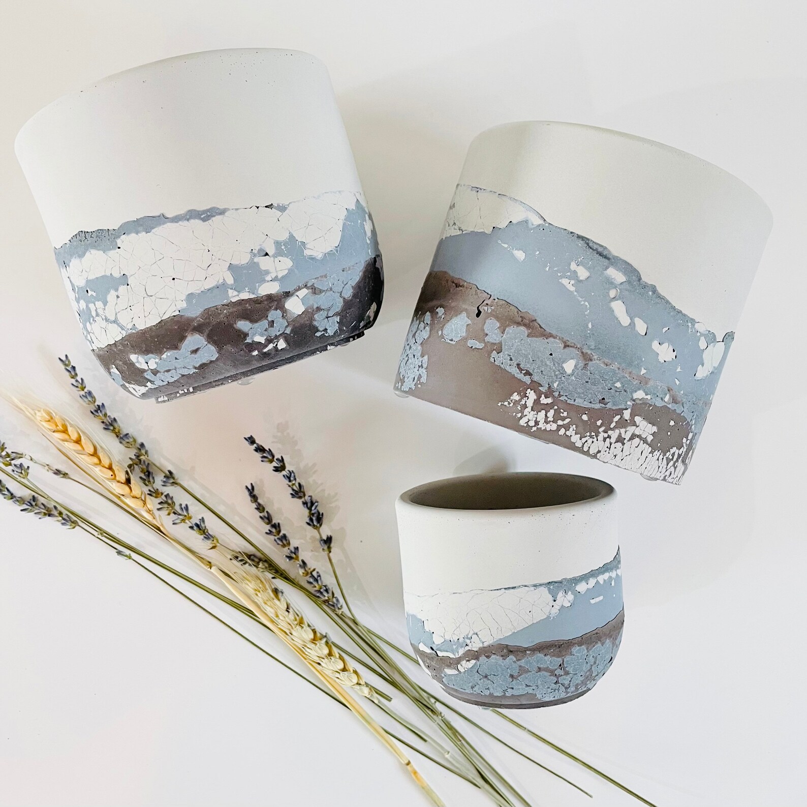 Comfort Planter | Blue Gray | Layered Concrete Planter | Minimalist ...